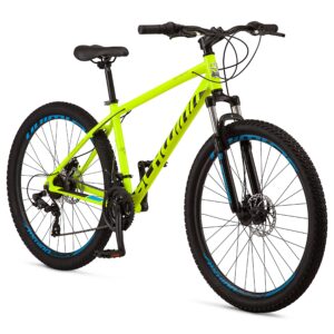 Schwinn High Timber ALX Mountain Bike for Adult Men Women, 27.5-Inch Wheels, 21-Speeds, Front Suspension, Aluminum Frame, Mechanical Disc Brakes, Yellow