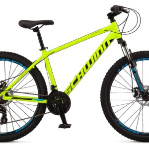 Schwinn High Timber ALX Mountain Bike for Adult Men Women, 27.5-Inch Wheels, 21-Speeds, Front Suspension, Aluminum Frame, Mechanical Disc Brakes, Yellow