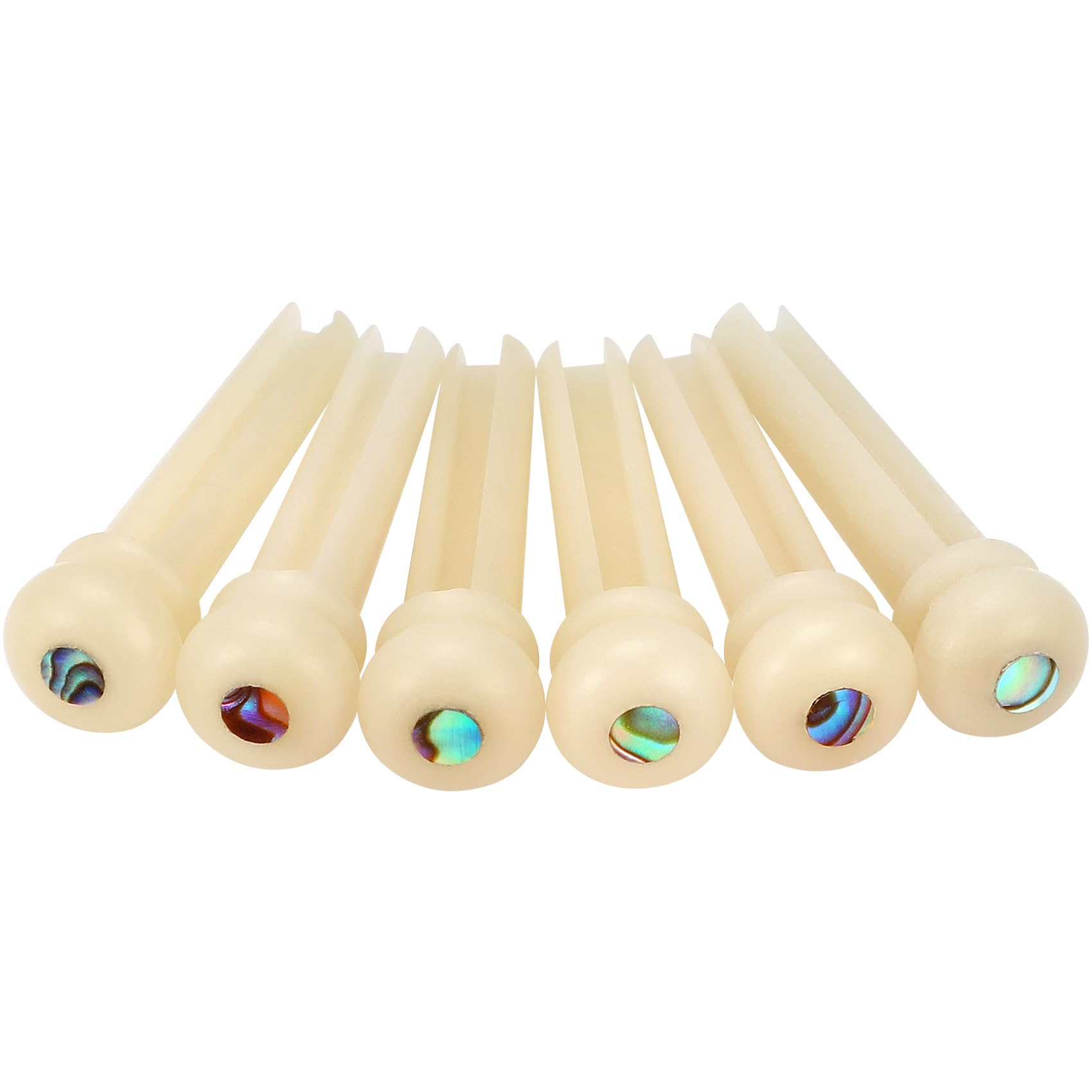 Blisstime 6pcs Unbleached Guitar Bone Bridge Pins Natural Bone Color Replacement Parts with Abalone Dot