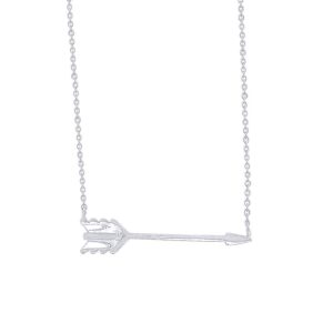 Round Cubic Zirconia Arrow Pendant Necklace 14k White Gold Over Sterling Silver with 16" Chain