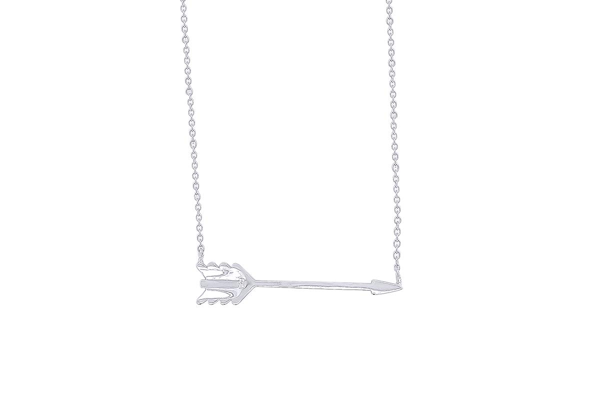 Round Cubic Zirconia Arrow Pendant Necklace 14k White Gold Over Sterling Silver with 16" Chain