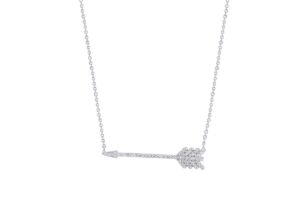 round cubic zirconia arrow pendant necklace 14k white gold over sterling silver with 16" chain