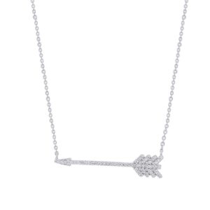 Round Cubic Zirconia Arrow Pendant Necklace 14k White Gold Over Sterling Silver with 16" Chain