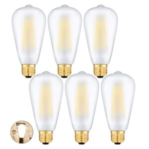 crlight 8w dimmable led edison bulb 3000k soft white, 70w equivalent 700 lumens, e26 medium base vintage style st64 frosted glass lengthened filament led light bulbs, smooth dimming version, 6 pack