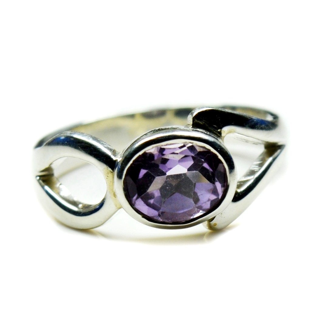 55Carat Genuine Oval Cut Amethyst Ring Handmade Sterling Silver Fashion Jewelry for Gift in Sizes 4-12