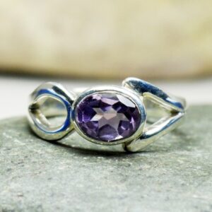 55Carat Genuine Oval Cut Amethyst Ring Handmade Sterling Silver Fashion Jewelry for Gift in Sizes 4-12