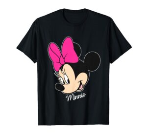 disney mickey and friends minnie mouse big face t-shirt, black, small