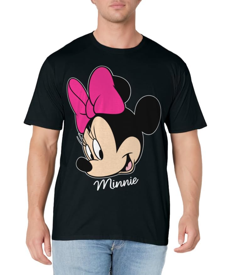 Disney Mickey And Friends Minnie Mouse Big Face T-Shirt, Black, Small