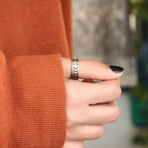 Boho-Magic 925 Sterling Silver Spinner Ring for Women 3 Fidget Moon Rings Band Wide (7)