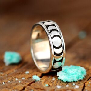 Boho-Magic 925 Sterling Silver Spinner Ring for Women 3 Fidget Moon Rings Band Wide (7)