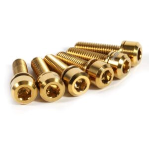 6pcs m5 x 18mm bolts screw stem bolt bike fixed stem bolts with washers for mountain road bike (golden)