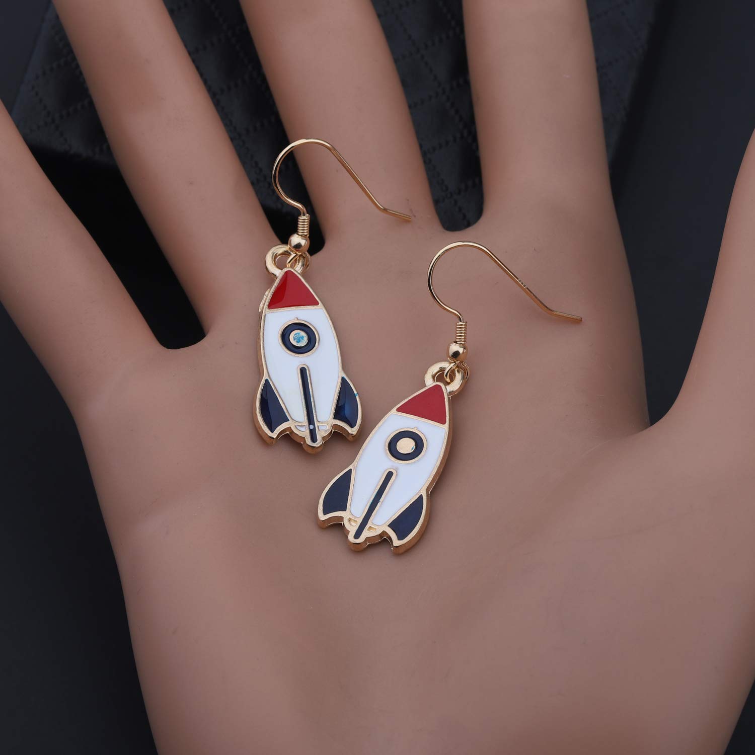 TIIMG Dainty Rocket Ship Gift Astronomy Gift Astronaut Gift Rocket Space Ship Pendant Earrings Space Lover Gift Sci-Fi Jewelry (new rocket earring)