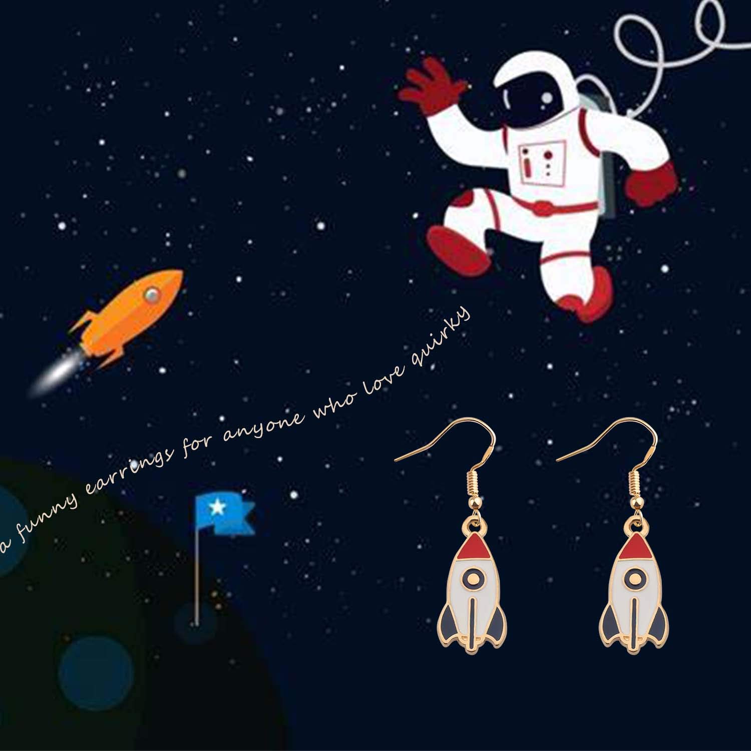 TIIMG Dainty Rocket Ship Gift Astronomy Gift Astronaut Gift Rocket Space Ship Pendant Earrings Space Lover Gift Sci-Fi Jewelry (new rocket earring)