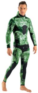 seac ghost, high-waisted pant in 5 mm ultrastretch neoprene for freediving and spearfishing, camo green, medium (0010352250055a)