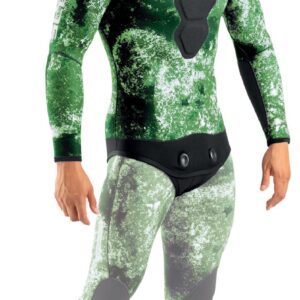 SEAC Ghost, Jacket in 7 mm Ultrastretch Neoprene with Incorporated Hood for Freediving and Spearfishing, camo Green, Medium