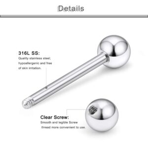 Yaalozei 16g Nipple Rings Piercing Jewelry Stainless Surgical Steel Silver Nipple Nipplerings Rings Bar Barbell Piercing Body Jewelry Rings for Women Girls Shiny CZ Round Shape