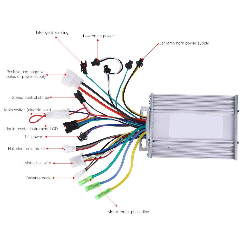 Junluck Electric Brushless Controller+Waterproof LCD Display Panel, 450W Electric Bicycle E-Bike Scooter Brushless Controller Kit Mountain Bike Speed Controller(60V)