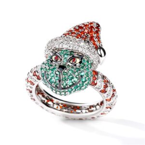 jeulia 1.5 carat christmas monster inspired sterling silver ring round cut cz engagement ring anniversary (green, 8.5)