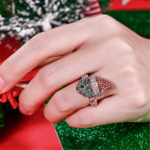 Jeulia 1.5 Carat Christmas Monster Inspired Sterling Silver Ring Round Cut CZ Engagement Ring Anniversary (green, 8.5)