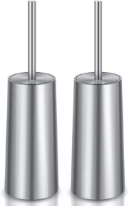 ixo toilet brush and holder, 2 pack toilet brush stainless steel, toilet bowl brush for bathroom toilet-ergonomic, elegant,durable (silver)