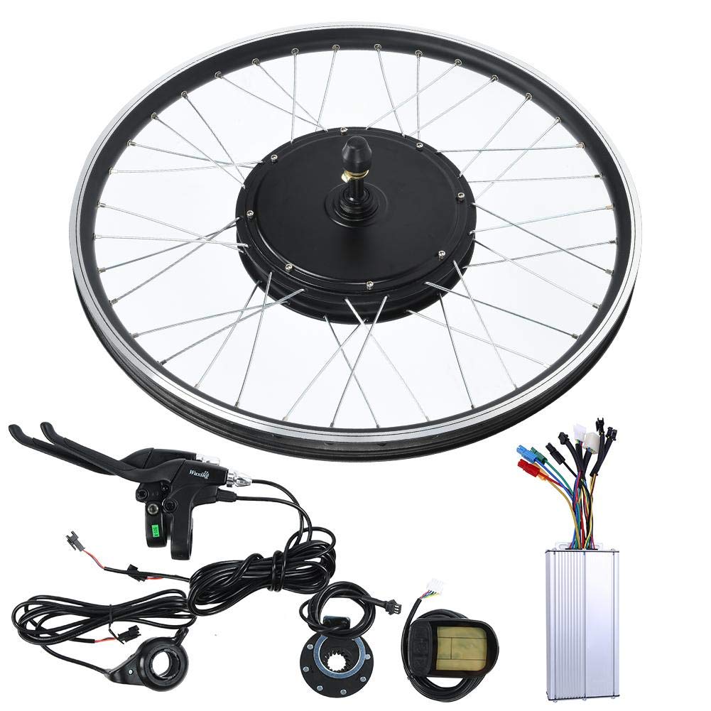 Mountain Bike E-Bike Conversion Kit with 48V 1500W Motor 26 Inch Wheel KT-LCD5 Meter, Electric Wheel Kit with Intelligent Controller(Cassette flywheel)