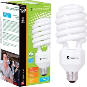 Xtricity CFL Bulb, 4100K Cool White, 150W Eqv (40W) High Lumen, Compact Fluorescent Light Bulb 150W Equivalent, 2650 Lumens, T4 Spiral - E26 Medium Base, 120V, Daylight (Pack 1)