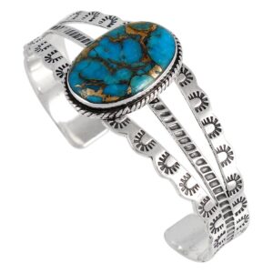 turquoise bracelet sterling silver 925 genuine turquoise (teal/matrix turquoise)