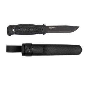 morakniv garberg carbon steel full-tang fixed-blade survival knife with poly sheath, black, 4.3 inch