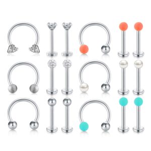 avyring 16g lip rings labret studs medusa piercing ring surgical steel forwards helix conch rook snug orbital earrings 18pcs 8mm