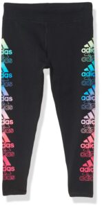 adidas girls' active sports athletic legging tight, core graphic black/pink, large