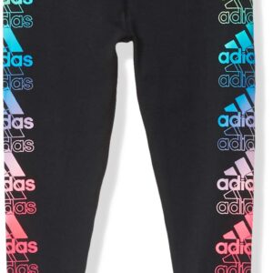 adidas Girls' Active Sports Athletic Legging Tight, Core Graphic Black/Pink, Large