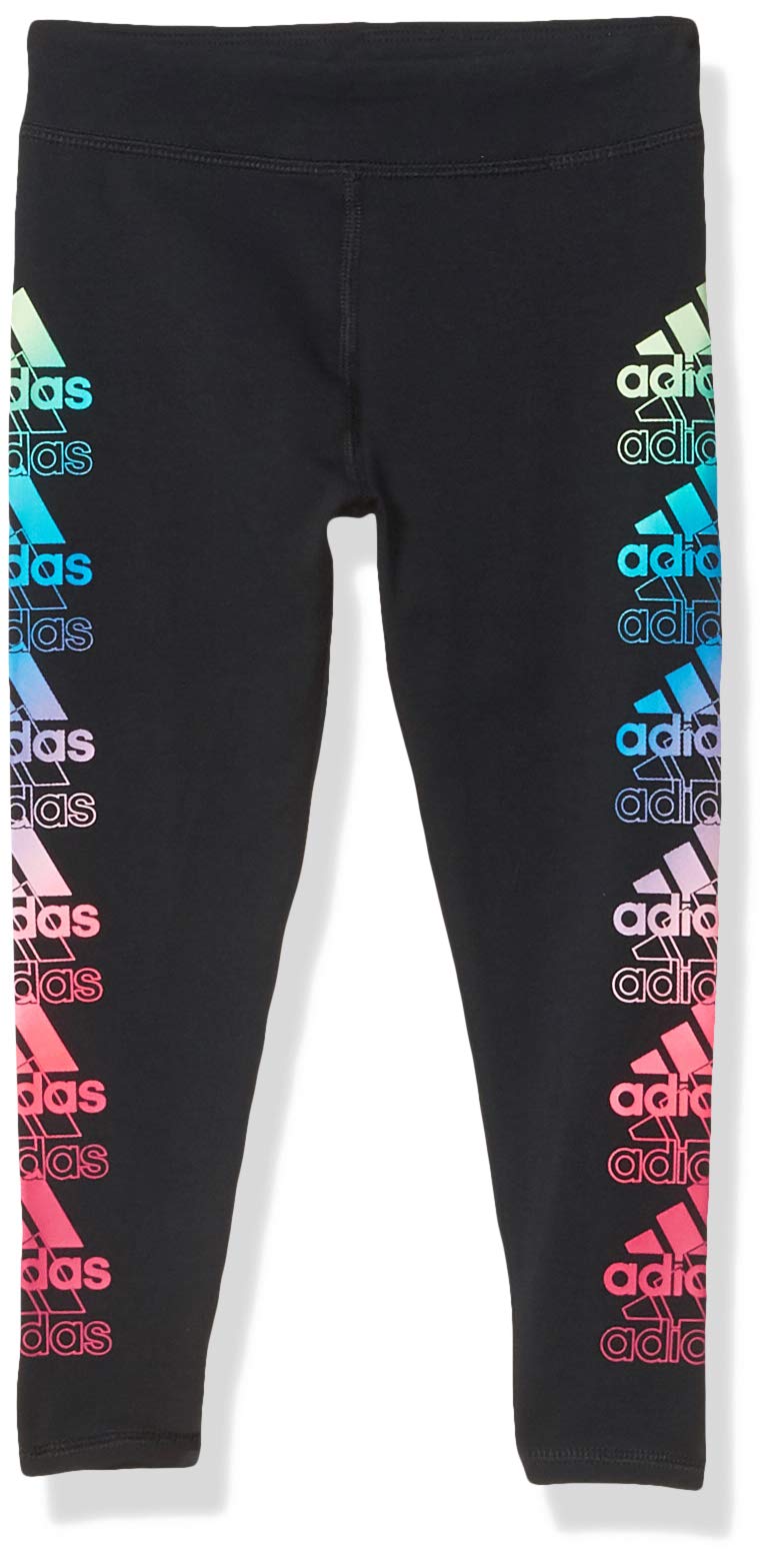 adidas Girls' Active Sports Athletic Legging Tight, Core Graphic Black/Pink, Large