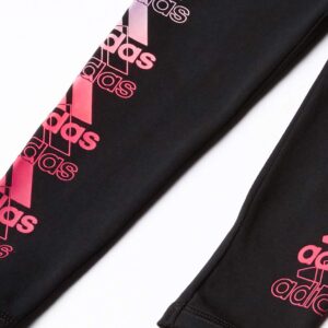 adidas Girls' Active Sports Athletic Legging Tight, Core Graphic Black/Pink, Large