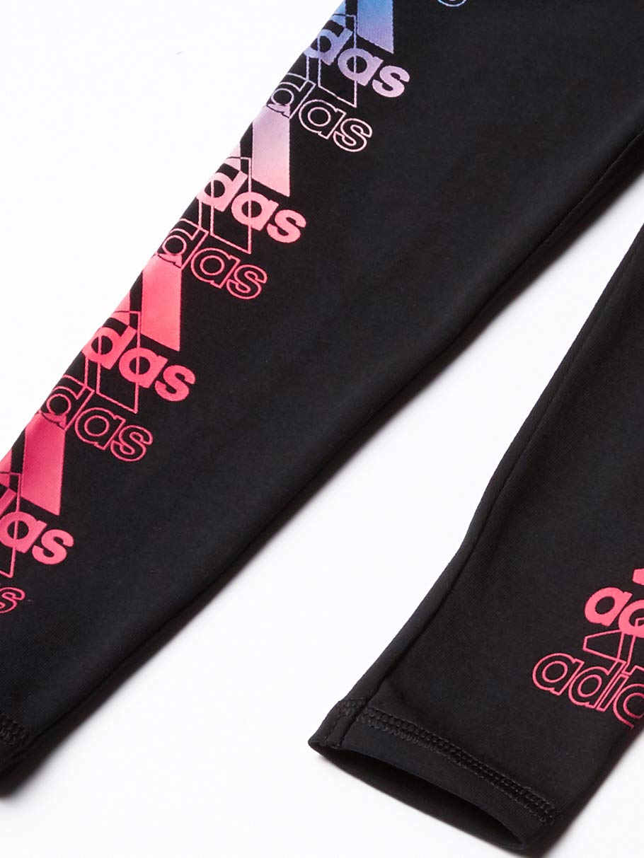 adidas Girls' Active Sports Athletic Legging Tight, Core Graphic Black/Pink, Large