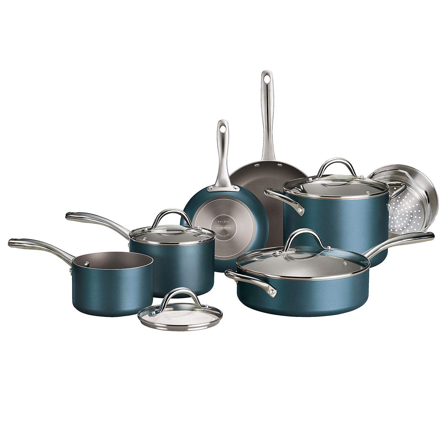 Tramontina 11-Piece Nonstick Cookware Set (Teal)