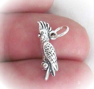 sterling silver 3d cockatoo cocktiel charm pendant bracelet jewelry - charm crazy