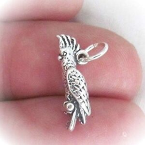 Sterling Silver 3D Cockatoo Cocktiel Charm Pendant Bracelet Jewelry - Charm Crazy