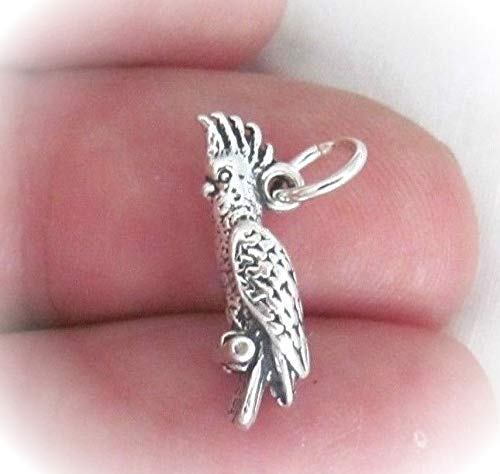 Sterling Silver 3D Cockatoo Cocktiel Charm Pendant Bracelet Jewelry - Charm Crazy