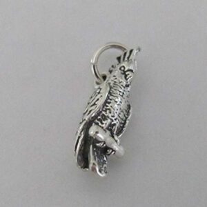 Sterling Silver 3D Cockatoo Cocktiel Charm Pendant Bracelet Jewelry - Charm Crazy