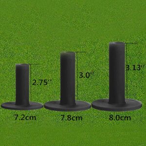 golf rubber tees driving range 3 pack 2.75" 3.0" 3.13" different size professional durable tee set for indoor outdoor practice range mats (3 pcs-black (2.75”+3.0”+3.13”))