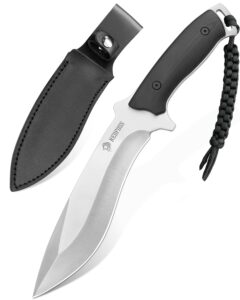 nedfoss kukri machete with sheath, 6" aus-8 steel blade, 0.23" thickness, g10 handle, 11.3'' full tang survival knife, camping gifts for men women