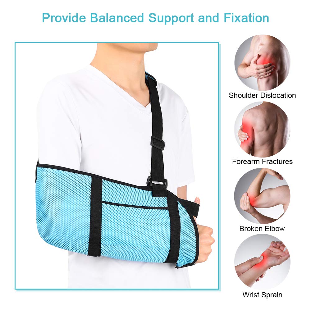 Arm Sling, Shoulder Sling with Detachable Waist, Adjustable Shoulder Immobilizer for Broken and Fractured Bones, Rotator Cuff, Arm, Shoulder Injury Support for Left and Right Arm