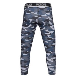 PIQIDIG Youth Boys Compression Pants 3/4 Basketball Tights Sports Capris Leggings (Camo Gray, Medium)