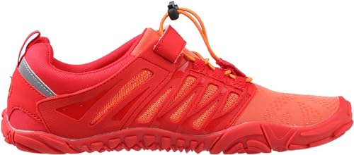 WHITIN Men's Trail Running Shoes Minimalist Barefoot Wide Width Toe Size 7.5 Box Gym Workout Fitness Low Zero Drop Trainer Cross Training Orange Red 40