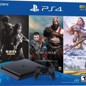 Flagship Newest Play Station 4 1TB HDD Only on Playstation PS4 Console Slim Bundle with Three Games: The Last of Us, God of War, Horizon Zero Dawn 1TB HDD Dualshock 4 Wireless Controller -Jet Black