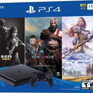 Flagship Newest Play Station 4 1TB HDD Only on Playstation PS4 Console Slim Bundle with Three Games: The Last of Us, God of War, Horizon Zero Dawn 1TB HDD Dualshock 4 Wireless Controller -Jet Black