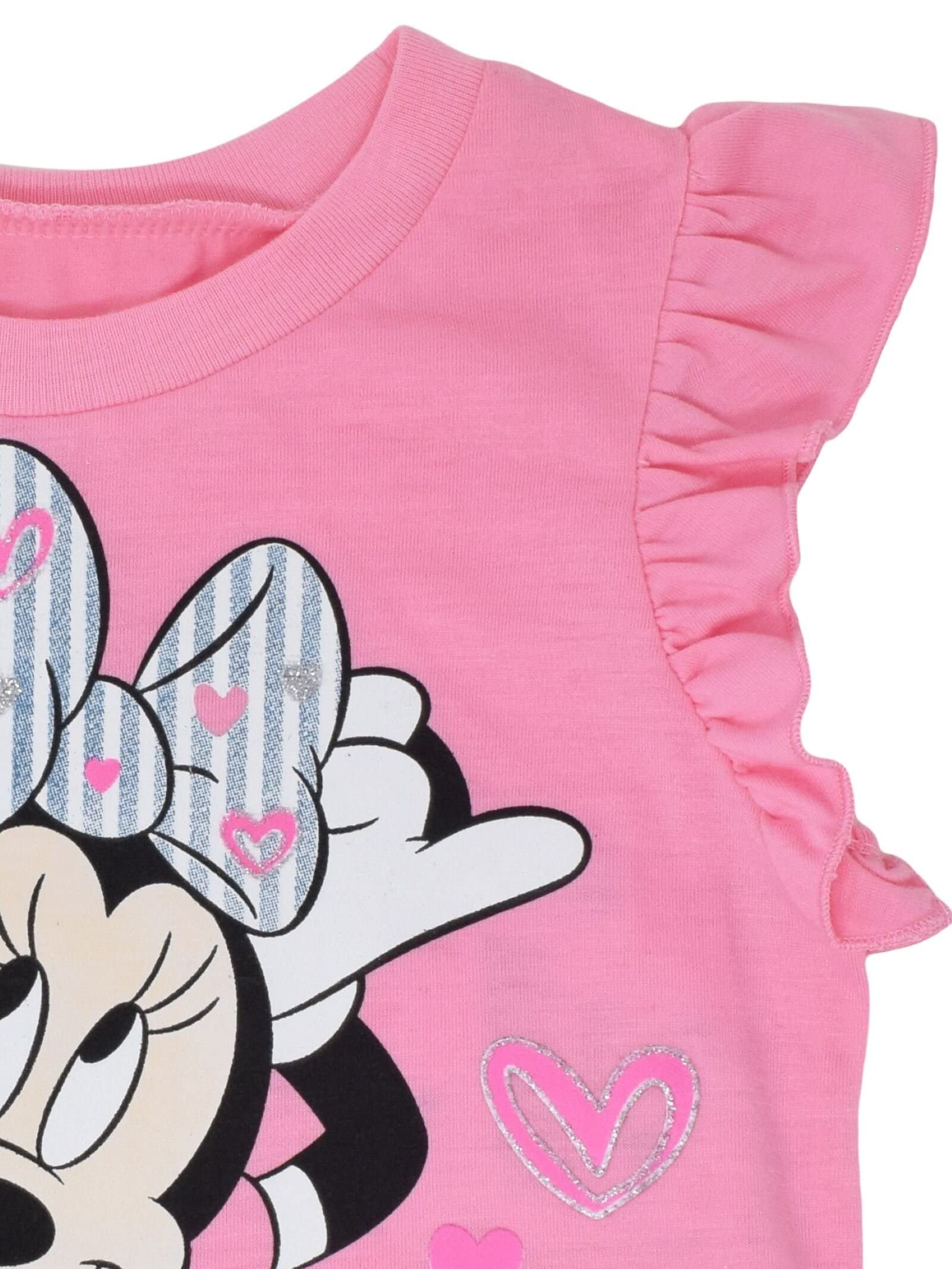 Disney Minnie Mouse Toddler Girls Tank Top and Shorts Pink/Blue 2T