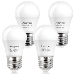 angyues led bulb 120v 40w equivalent light bulb, a15 led bulb warm white 2700k energy saving bulb, e26 medium screw base suitable for domestic bulbs 4 pack