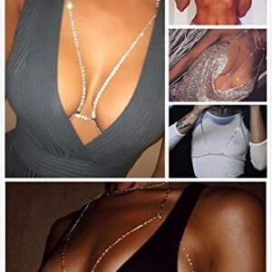 Cathercing Women Body Chain Crystal Bra with Rhinestone Shining Waist Belly Bikini Chain for Women Body Jewelry on Beach Night Club Party Jewelry Accessories (silver)