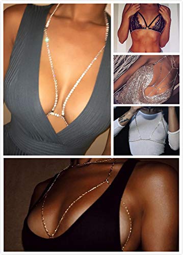 Cathercing Women Body Chain Crystal Bra with Rhinestone Shining Waist Belly Bikini Chain for Women Body Jewelry on Beach Night Club Party Jewelry Accessories (silver)